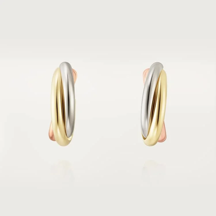 Gold Harmony of Three – Triple-Tone Interlinked Earrings for Timeless ...