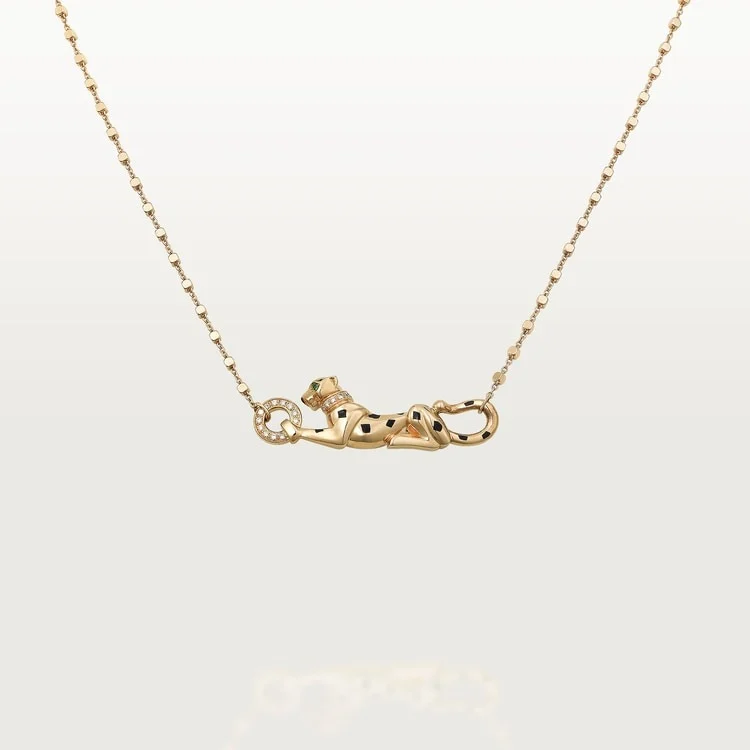 Golden Huntress – Fierce Leopard Necklace with Enamel Spots and ...